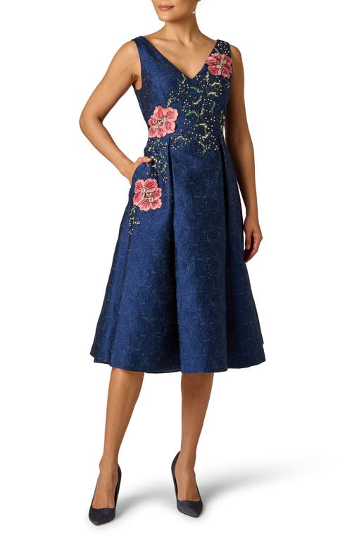 ADRIANNA PAPELL Beaded Jacquard Fit & Flare Cocktail Dress